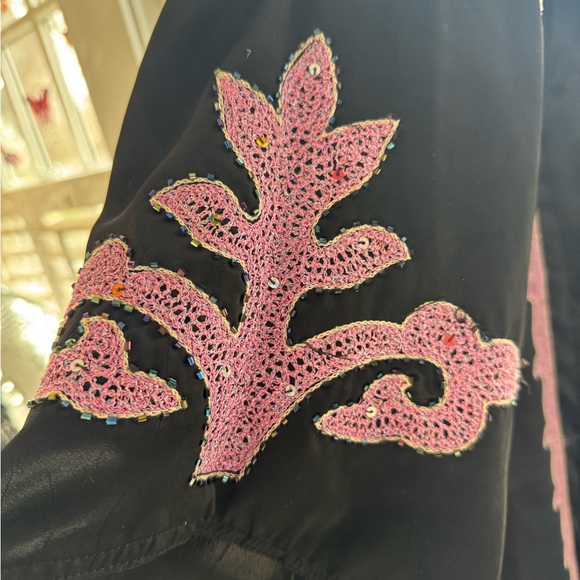 Saja | Dresses | Vintage Sajeda Kaftan Caftan Dress Black Satin Pink ...